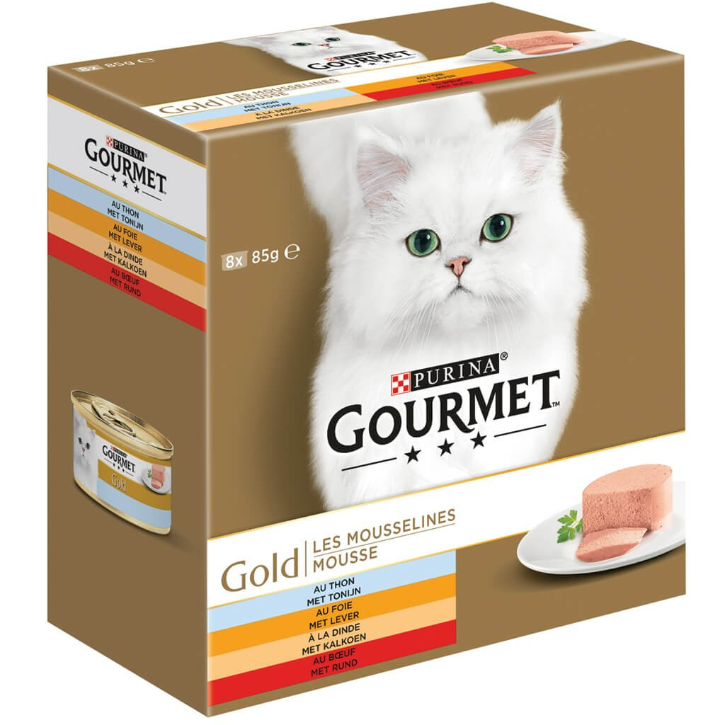 Gourmet Gold 8-Pack Mousse Combipack Katzenfutter (96 x 85 g)